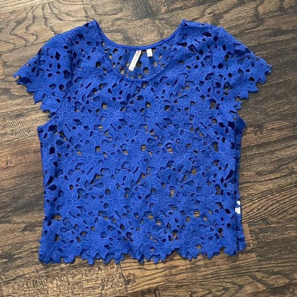 Tops | Royal Blue Lace Top M | Poshmark